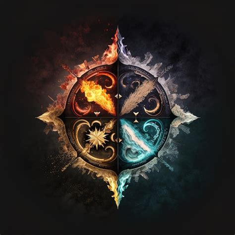 Premium Photo Four Elements Compass Generative Ai Colorful Magical