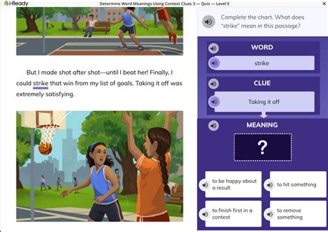 I Ready Determine Word Meanings Using Context Clues 3 Quiz — Level E But