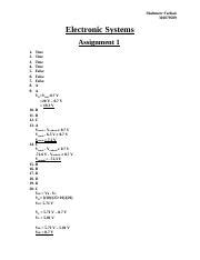 Understanding Electronic Systems Assignment Solutions And Course Hero