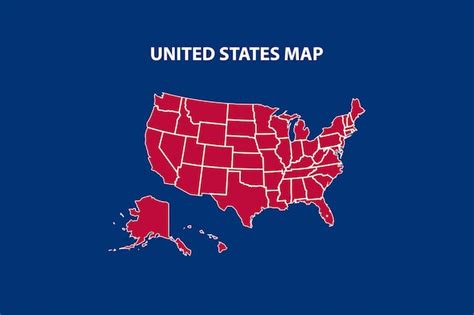 Premium Vector United States Map Red And Blue