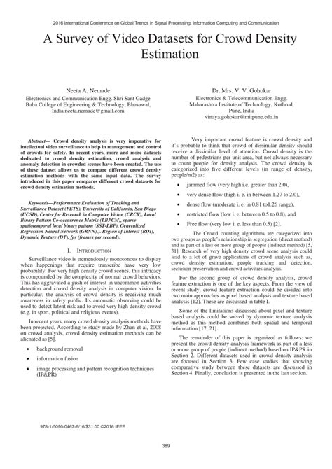 Pdf A Survey Of Video Datasets For Crowd Density Estimation