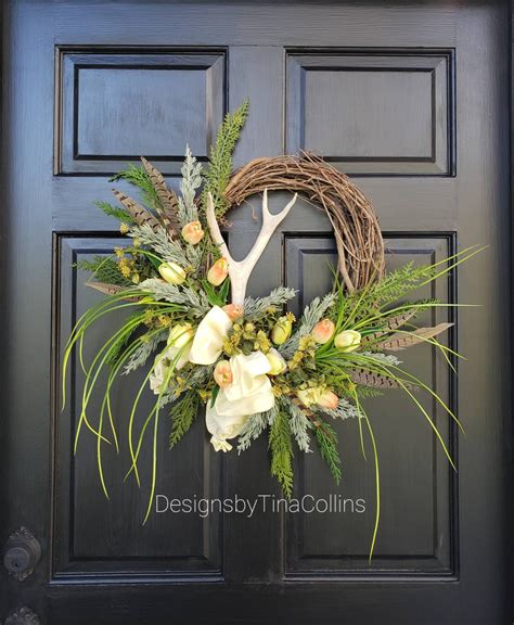 Antler Wreath Deer Antler Floral Forest Wreath Woodland Wreath Wreath