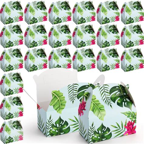 Filltouch 60 Pcs Luau Tropical Party Favor Boxes Hawaiian Themed Gable T Box Set
