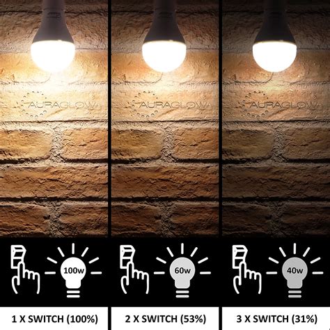 Auraglow 3 Step Switch Dimmable 14w Warm White B22