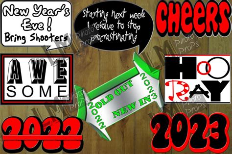 New Years Photo Props New Years Eve Photobooth Props Nye Etsy