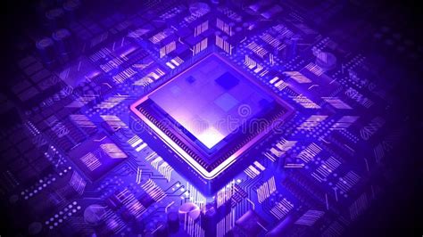 Computer Processor And Blinking Lines 3d Animation Stock Video Video Of Violet Blinking