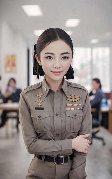 Premium Ai Image Portrait Of Beautiful Thai Asian Police Woman
