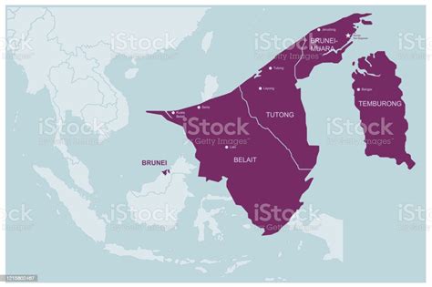 Carte Brunei Carte Vectorielle Brunei Dans Le Pays Dasie Vecteurs