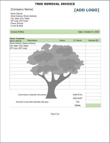 Printable Tree Removal Estimate Template Printable Tree Removal Estimate Template