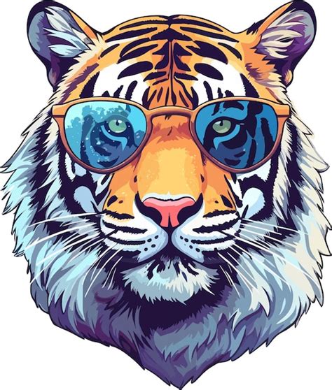 Un Tigre Con Gafas De Sol Vector Premium