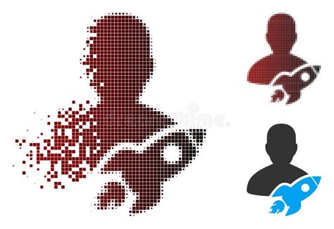 dissolving pixel halftone startuper icon stock vector illustration of