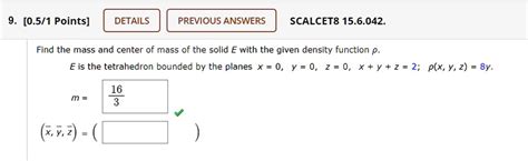 solved scalcet8 15 6 042 find the mass and center of mass of the