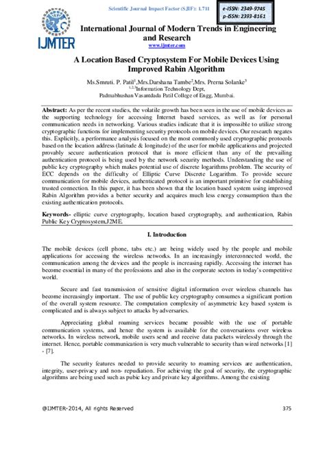 Pdf A Location Based Cryptosystem For Mobile Devices Using Improved