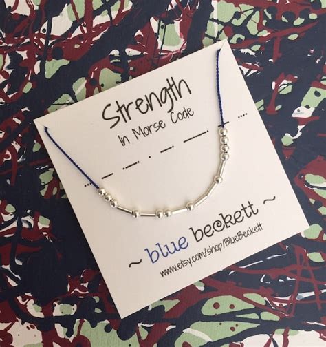 STRENGTH Morse Code Necklace Silk Cord With Sterling Silver Etsy