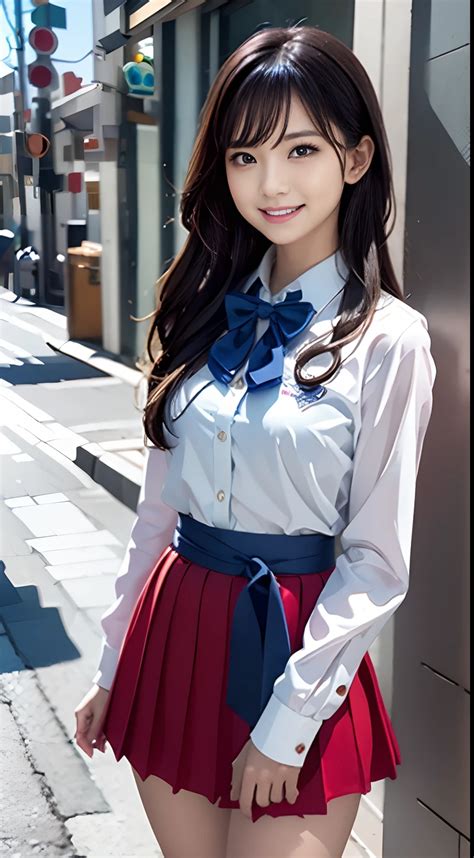 Arafed Asian Woman In A Short Skirt And A White Shirt Seaart Ai