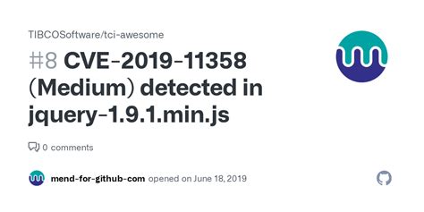 cve 2019 11358 medium detected in jquery 1 9 1 min js · issue 8
