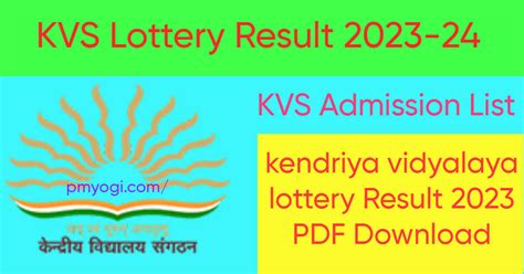 Kvs Lottery Result 2023 24kvs Admission List
