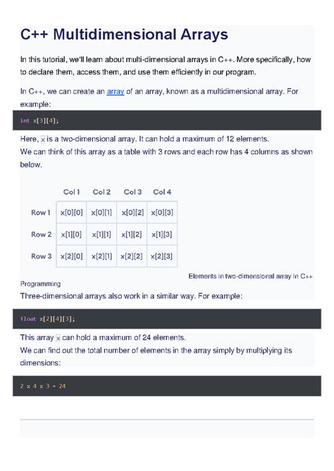 C Multidimensional Arrays C Multidimensional Arrays In This