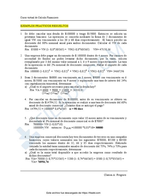 Ejercicio Practicos Iii Calculo Financiero Pdf Bancario Economias