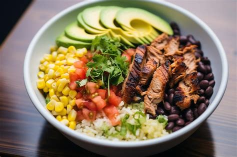 Premium Photo Pork Carnitas Burrito Bowl With Cilantro Lime Ric