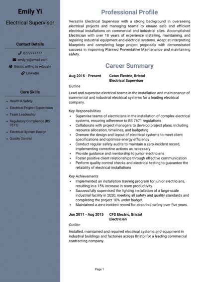 Electrical Supervisor Cv Example Guide Get Noticed