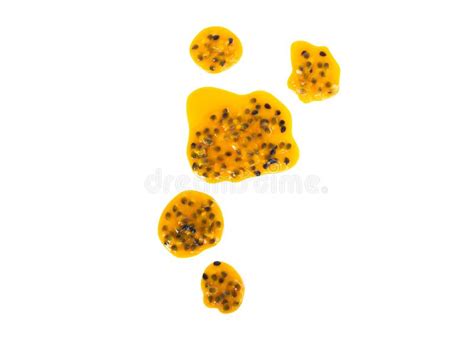Closeup Top View Passion Fruit Seed On White Background Fruit For