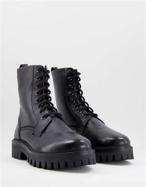 Asra Billie Scarponcini Stringati Neri In Pelle Con Suola Spessa Asos