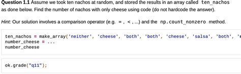 Question 1 1 Assume We Took Ten Nachos At Random And Stored The