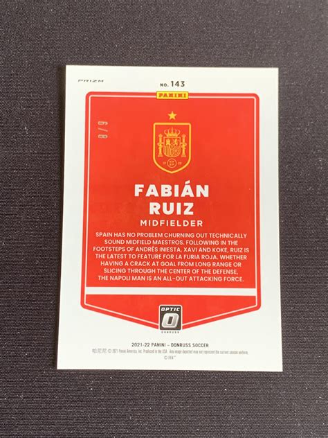 南京U徕 U242021 22 Panini Donruss Optic 世界杯 Fabian Ruiz 法比安鲁伊斯 鲁伊兹 西班牙