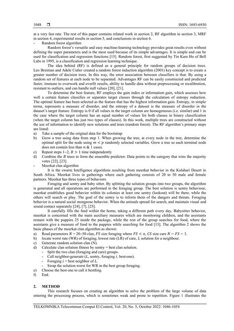 Hybrid Features Selection Method Using Random Forest And Meerkat Clan Algorithm Pdf