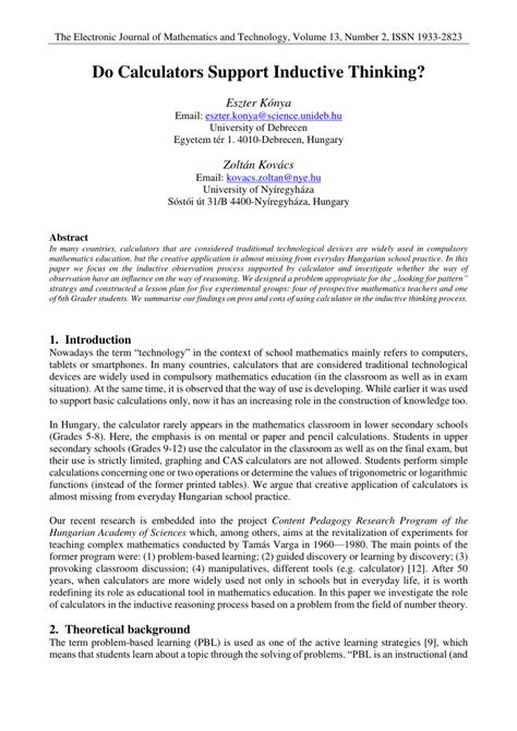 Pdf Do Calculators Support Inductive Thinking