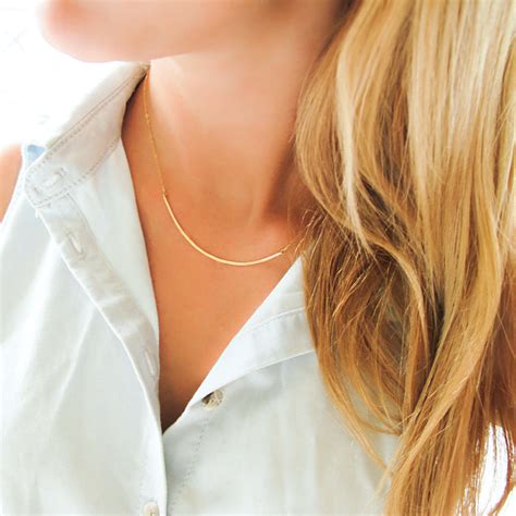 Delicate Gold Arc Necklace Handmade In Brooklyn By Delia Langan