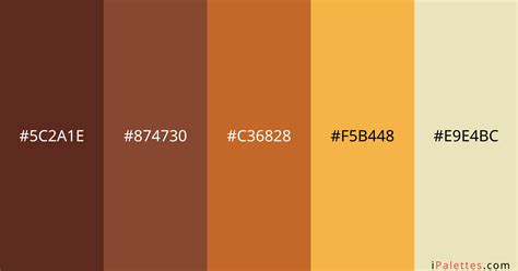 Aztec Color Palette And Colors 5c2a1e 874730 C36828 F5b448 E9e4bc
