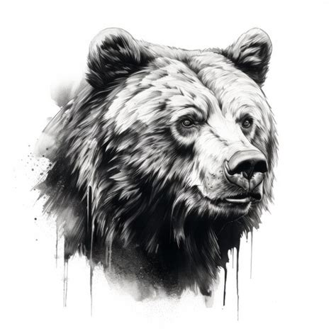 Premium Photo Emotionally Charged Grizzly Bear Ink Drawing Commission
