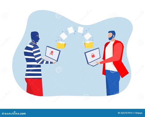 Man Unlock Data With Hacker Steal Data And Personal Information Concept Vector Stock Vector