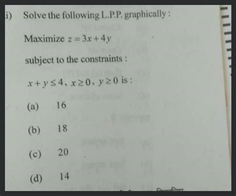 Solved Solve The Following Linear Programming Problem Graphicallymaxim