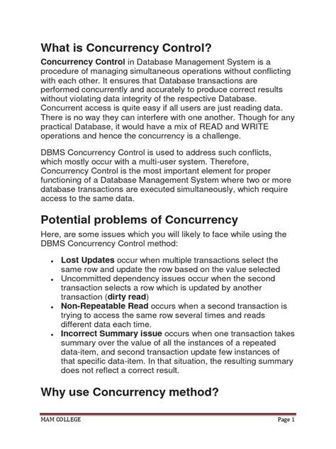 Concurrency Control Tecniques Unit 4 Pdf Finance And Money Management Computers