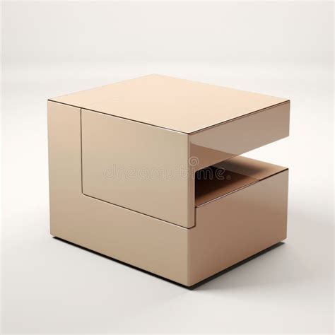 Hyperrealistic Beige Table With Open Top In Digital Minimalism Style