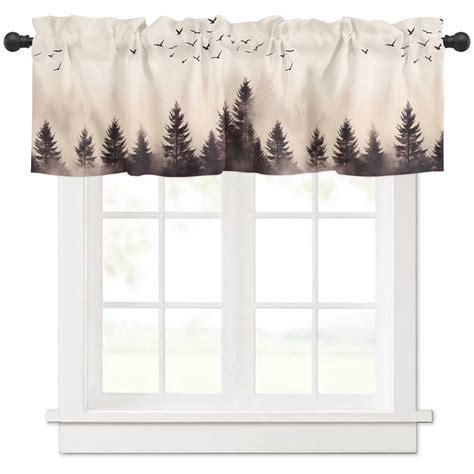 Rustic Mist Forest Valances For Windows Farmhouse Kitchen Curtains