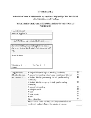 Fillable Online Attachment A Applicant Information Sheet Fax