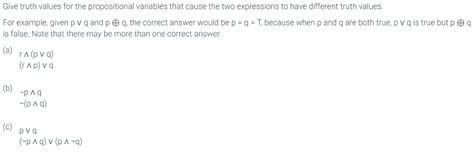 Solved Give Truth Values For The Propositional Variables