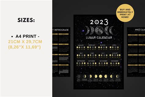 Moon Calendar 2023 Printable Calendar Astrology Calendar Mercury
