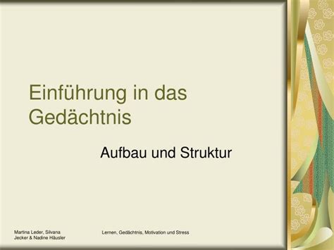 PPT Einführung in das Gedächtnis PowerPoint Presentation free