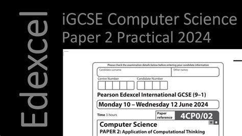 Edexcel Igcse Computer Science Summer 2024 Paper 2 Youtube