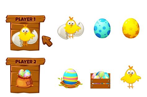 Board Game TIC TAC TOE UI Easter Themed GameDev Market