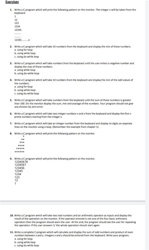 Solved Exercises 1 Write A C Program Which Will Print The