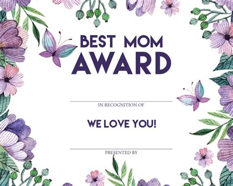 Mom Award Certificate 2 Designs Pdf Etsy