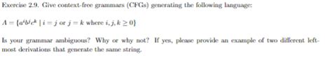 Solved Exercise Give Context Free Grammars CFGs Chegg Com