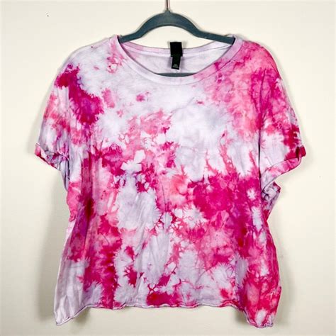 Wild Fable Tops Ice Dyed Tie Dyed Upcycled Pink And Purple Cotton