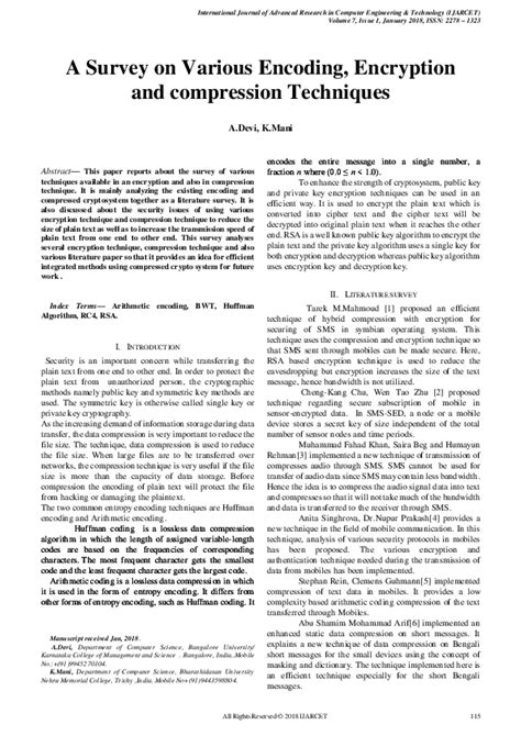 pdf a survey on various encoding encryption and compression techniques